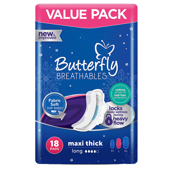 Butterfly Maxi Thick Breathable Long 18 Pcs Sanitary Pads – Bebambi