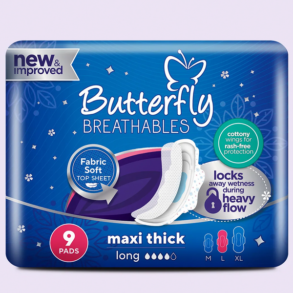 Butterfly Breathables Maxi Thick Long – 9 pcs Sanitary Pads – Bebambi