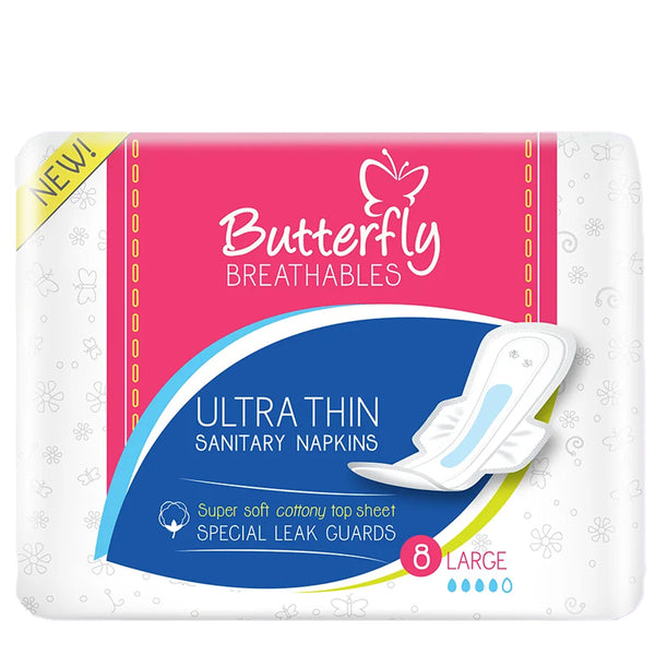 Butterfly Ultra Thin Dry Mesh Large – 8 Sanitary Pads – Bebambi