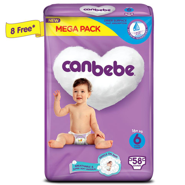 Canbebe Diaper XXL | Size 6 | 58 Pcs | Order at Bebambi Store