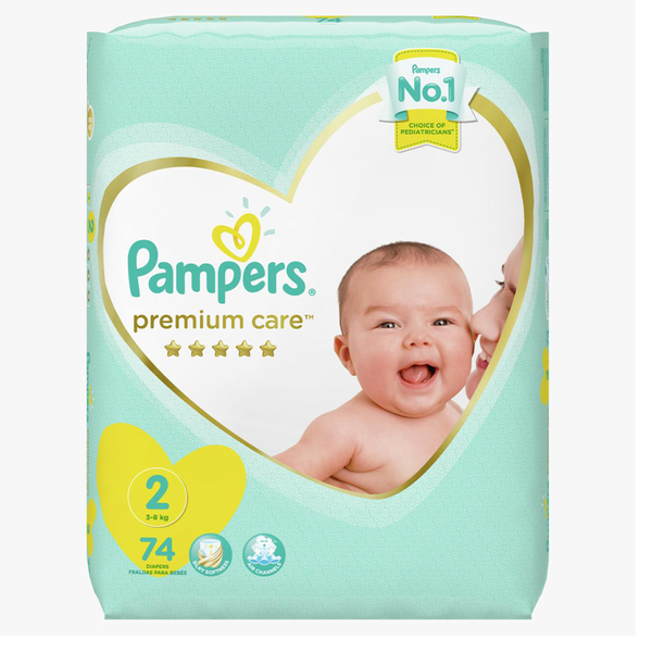 Pampers Diapers Premium Care Small | Size 2 | 74 Pcs, 3-8Kg – Bebambi