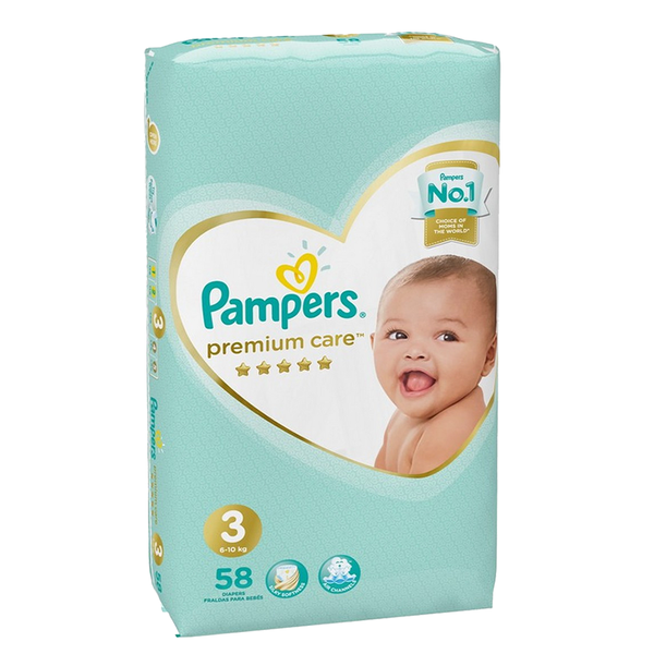 Pampers Diapers Premium Care Medium | Size 3 | 58 Pcs, 6-10Kg – Bebambi